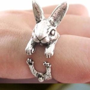 Adjustable size | Jewelry | Antiqued Silver Bunny Rabbit Ring ...